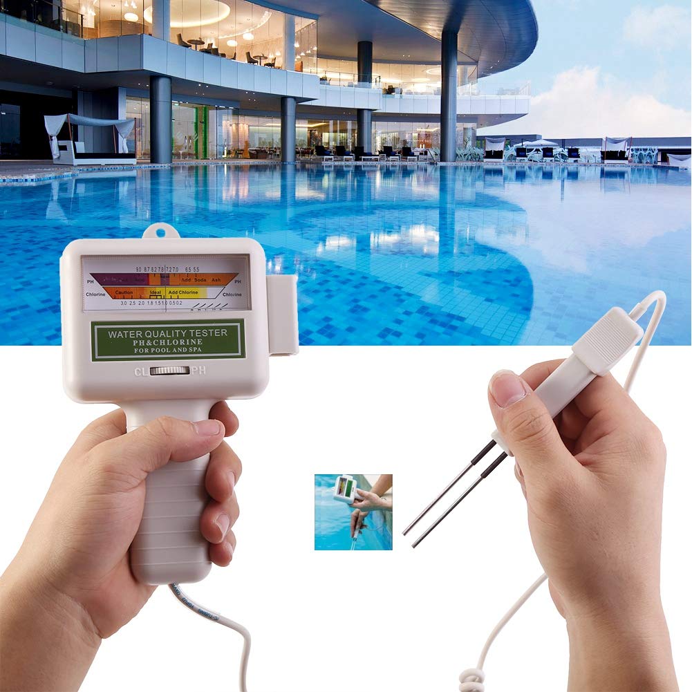 Water Quality Tester, Portable Digital Water PH Tester Level Meter Water Quality Analysis Checker for Drinking Water Swimming Pool Spa Water (1.2 to1.7 ppm, PH 7.2 to 7.8)