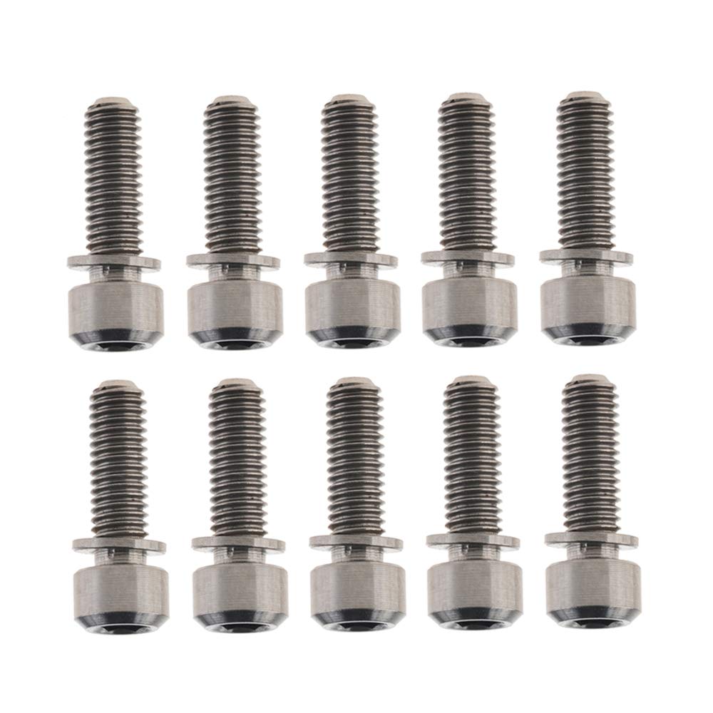 Yaruijia Titanium Bolt for Bike Stem M5x16/18/20mm Socket Cap Head Screws with Washer Pack of 10 (M5x16mm, Titanium)