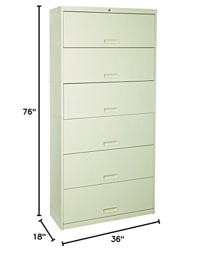 Datum Storage Stak-N-Lok 100 series 6H open shelf With Receding Doors and locking cabinet, 36", Light Gray