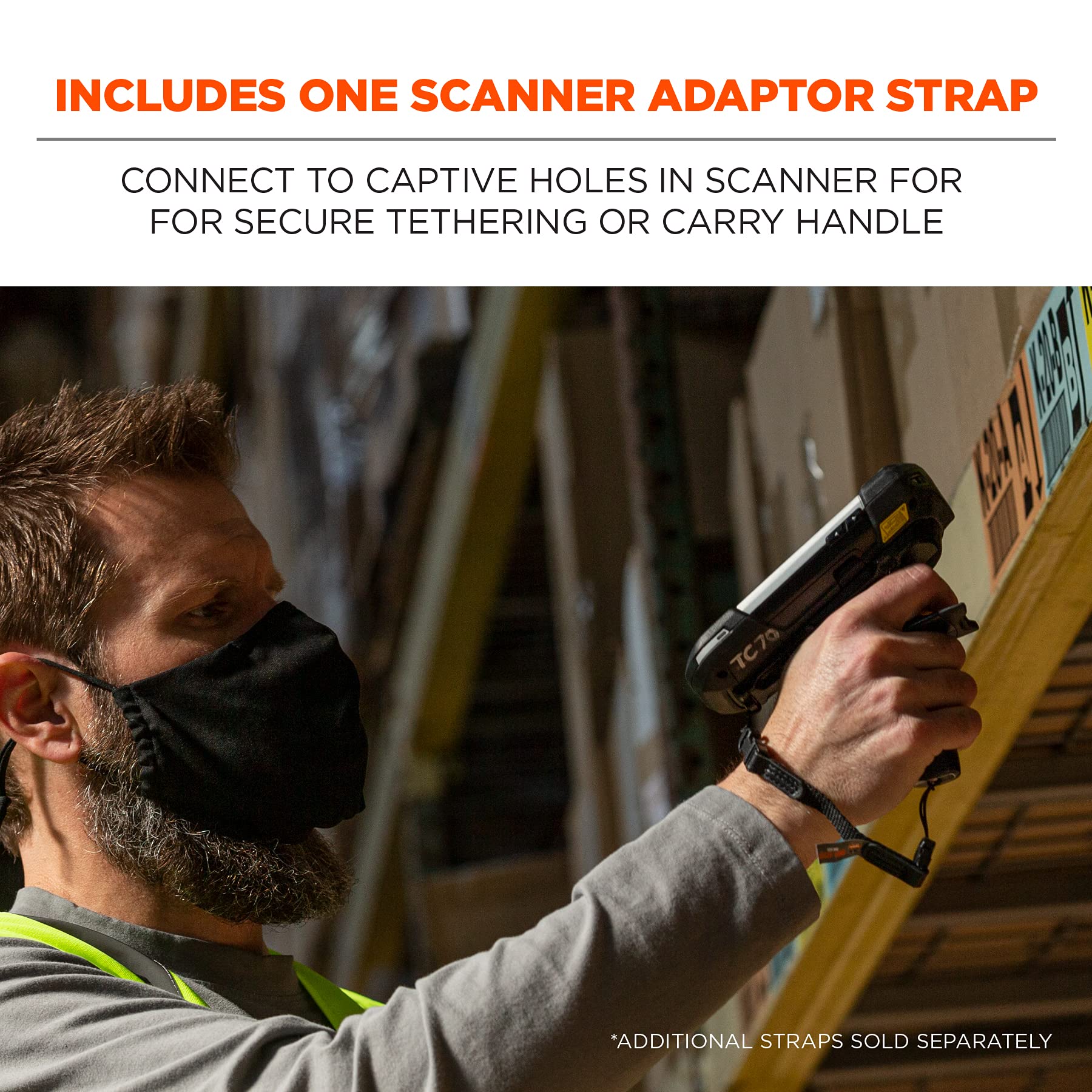 Ergodyne Squids 3135 Barcode Scanner Belt with Hook, Includes Carrying Strap for Bar Code Scanners, Black, Large