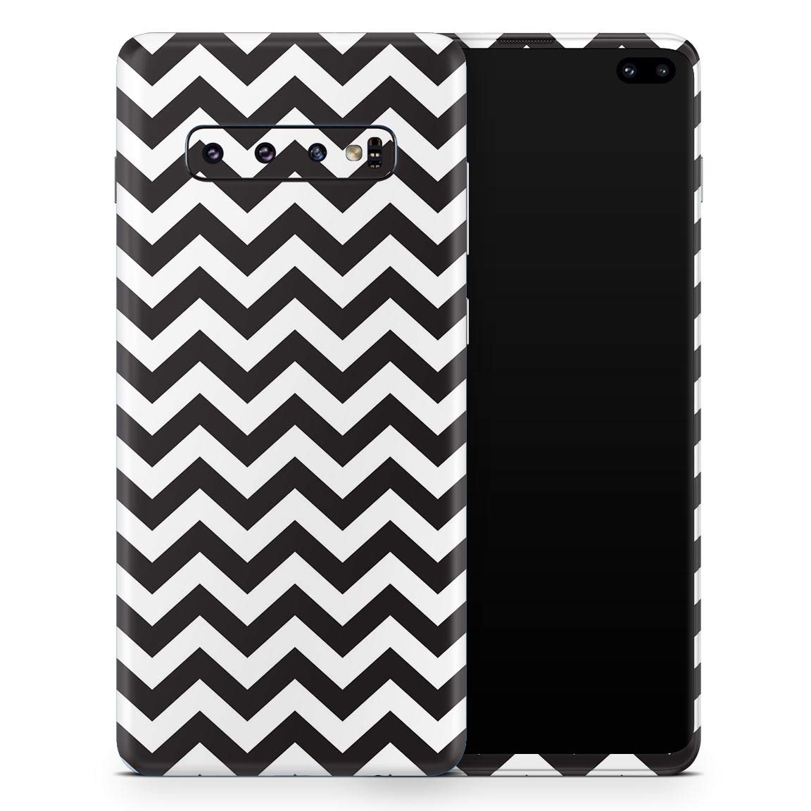 DesignSkinz Black and White Zigzag Chevron Pattern Protective Vinyl Decal Wrap Skin Cover Compatible with The Samsung Galaxy S20 (Screen Trim & Back Glass Skin)