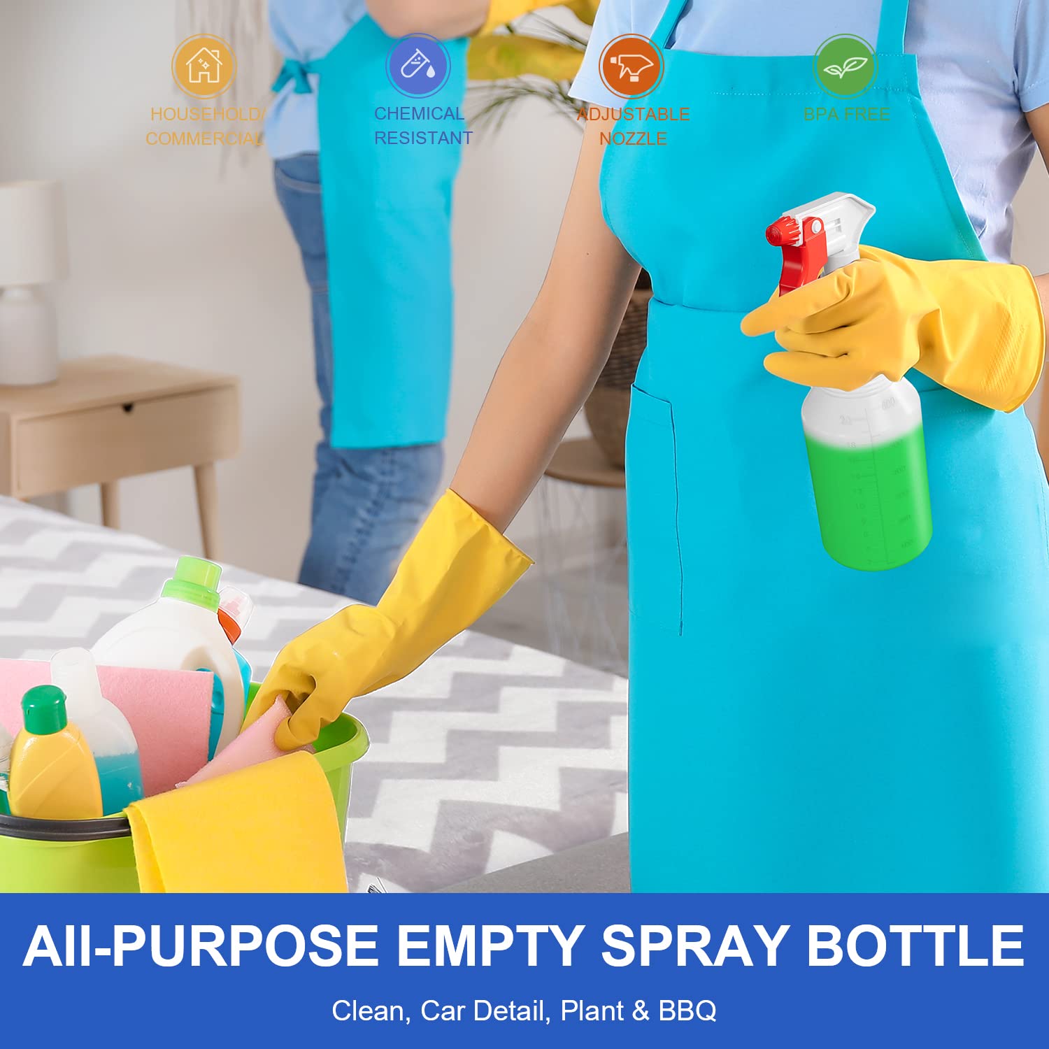 Bealee Plant Mister Spray Bottle (3 Pack, 16 oz), Plastic Empty Sprayer Bottles, Refillable Mist & Stream Water Misting Sprayer for Planting, Cleaning Solutions, Hair Care, Pet, BPA Free