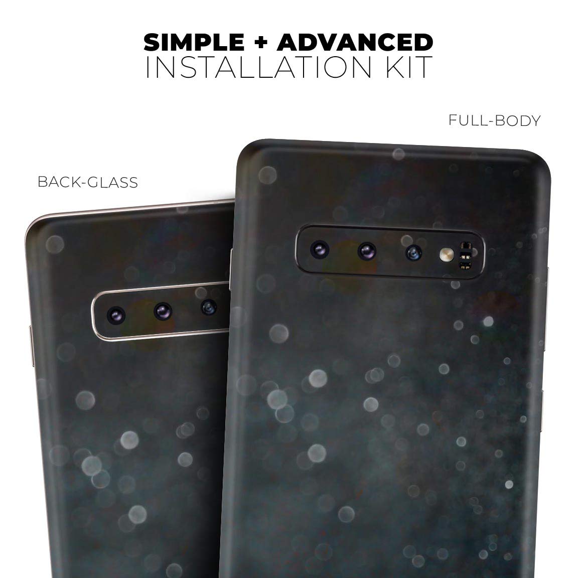 DesignSkinz Black Unfocused Glowing Shimmer Protective Vinyl Decal Wrap Skin Cover Compatible with The Samsung Galaxy S20 (Screen Trim & Back Glass Skin)