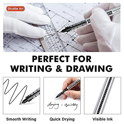 Shuttle Art RollerBall Pens, 25 Pack(21 black 2 blue 2 red) Fine Point Roller Ball Pens, 0.5mm Liquid Ink Pens for Writing Journaling Taking Notes School Office