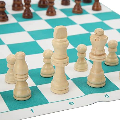 Chess Set,2 in 1 Travel Board Games for Kids and Adults,Packs and Travels Easy, Folding Roll up Chess Game Sets,Chess Set with PU Foldable Board and Weighted Pieces