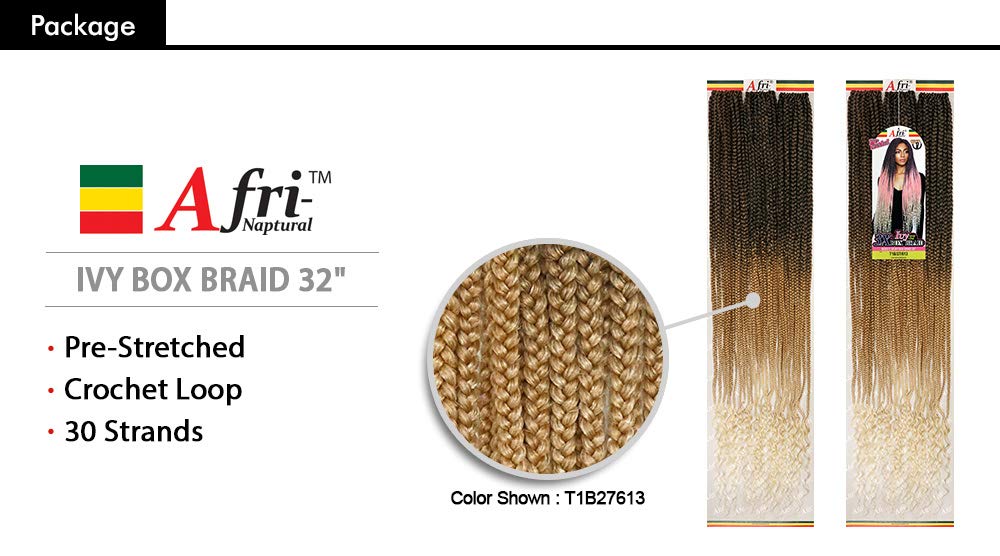 MULTI PACK DEALS! Mane Concept Synthetic Hair Crochet Braids 3X Pre-Stretched Ivy Box Braid 32" (1-PACK, T1BBUG350)