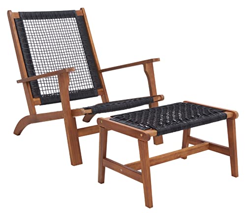 SAFAVIEH Outdoor Collection Chantelle Natural/Black Woven 5-Piece Patio Set