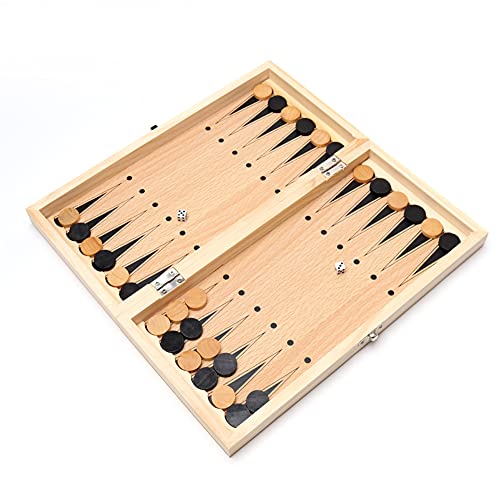 Chess Set,Folding Storage Wooden Chess Board Sets,3 in 1 Chess Board Game for Adults and Kids (Chess,Backgammon,Checkers),Exquisite Wooden Chess Set