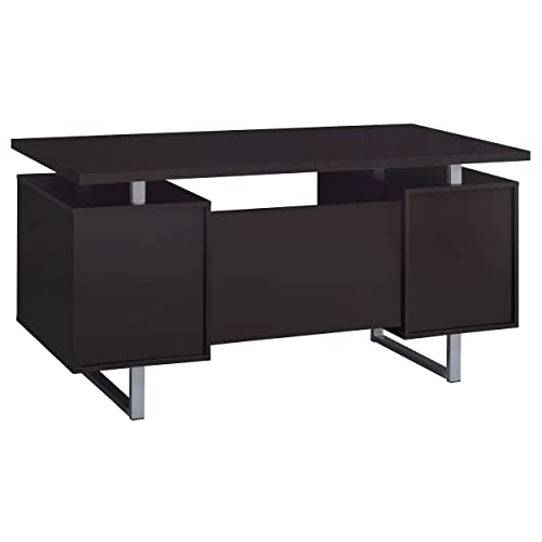 Coaster Furniture Lawtey Modern Contemporary 2 Drawer Home Office Writing Desk Storage File Cabinet Silver Metal Frame Cappuccino Brown 801521