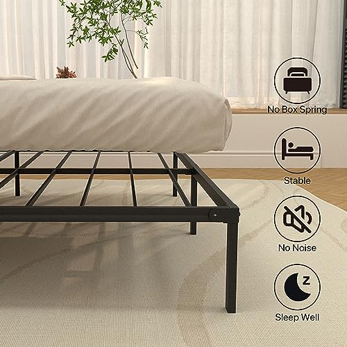 AGXI 14 Inch Metal Platform Bed Frame No Box Spring Required,Full Size Bed FramesSteel Slat Support, 3,500 lbs Heavy Duty Non-Slip Steel Slats Support, Easy Assembly Mattress Foundation
