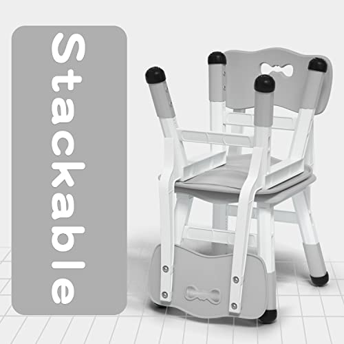 Adjustable Kid Chairs Indoor 3 Level Adjustable Suitable for Children Age 2-6. Maximum Load-Bearing 220LBS Suitable for Family Classroom and Nursery Child Seat Set (2-Pack-Grey)