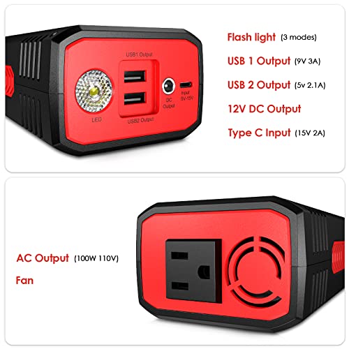 AWANFI Portable Laptop Charger with AC Outlet, 97Wh/100W Laptop Power Bank 27000mAh External Travel Battery Pack with LED Flashlight for Tablet,MacBook Pro, Notebooks, Smartphone