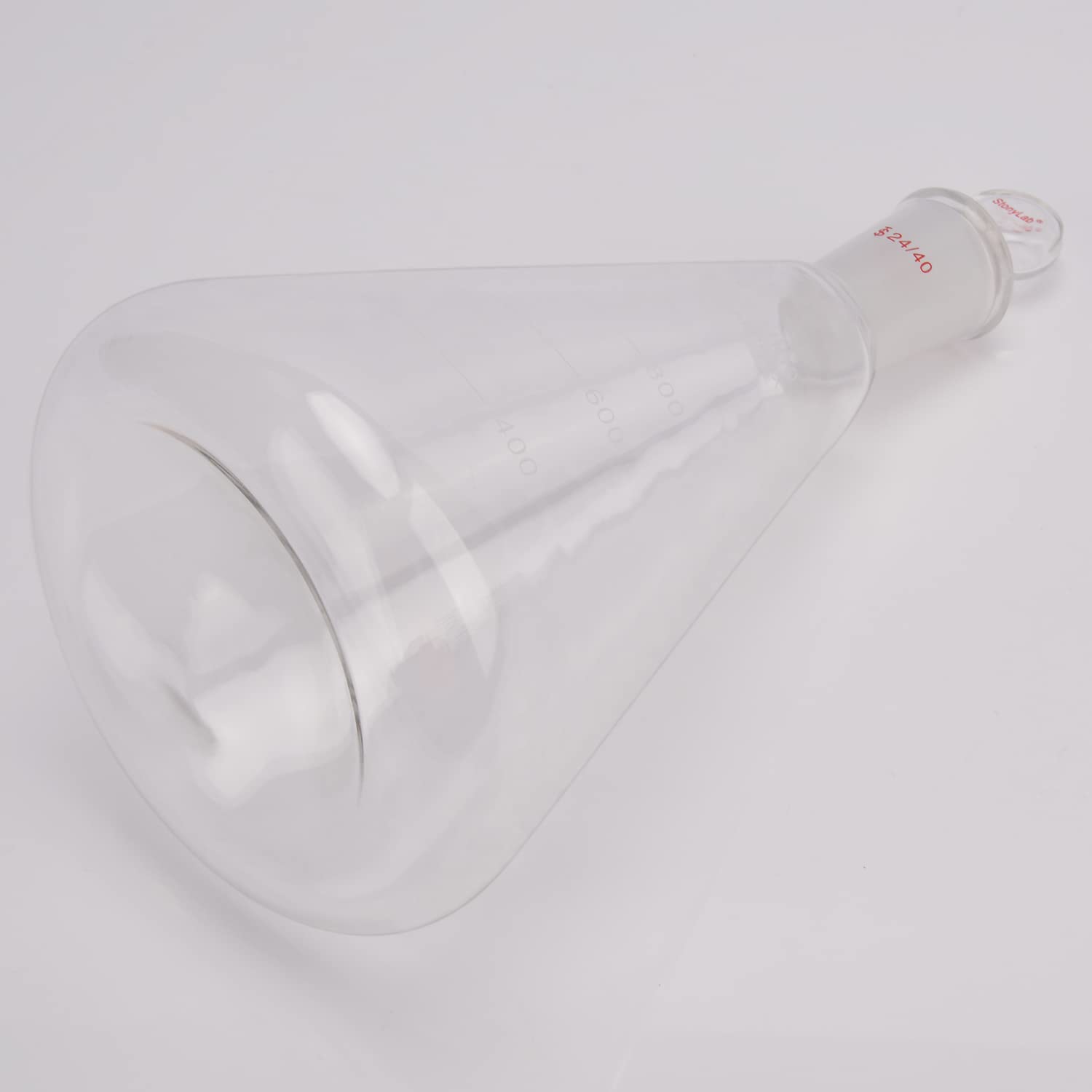 stonylab Glass 24/40 Erlenmeyer Flask with Stopper, 1000 ml Borosilicate Glass Heavy Wall Flask with 24/40 Standard Taper Outer Joint and Glass Stopper