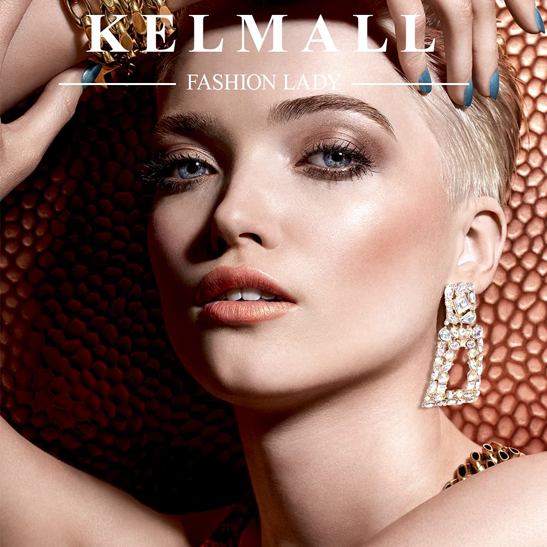 3 Pairs Rhinestone Rectangle Earrings, Crystal Geometric Statement Earrings for Women KELMALL COLLECTION