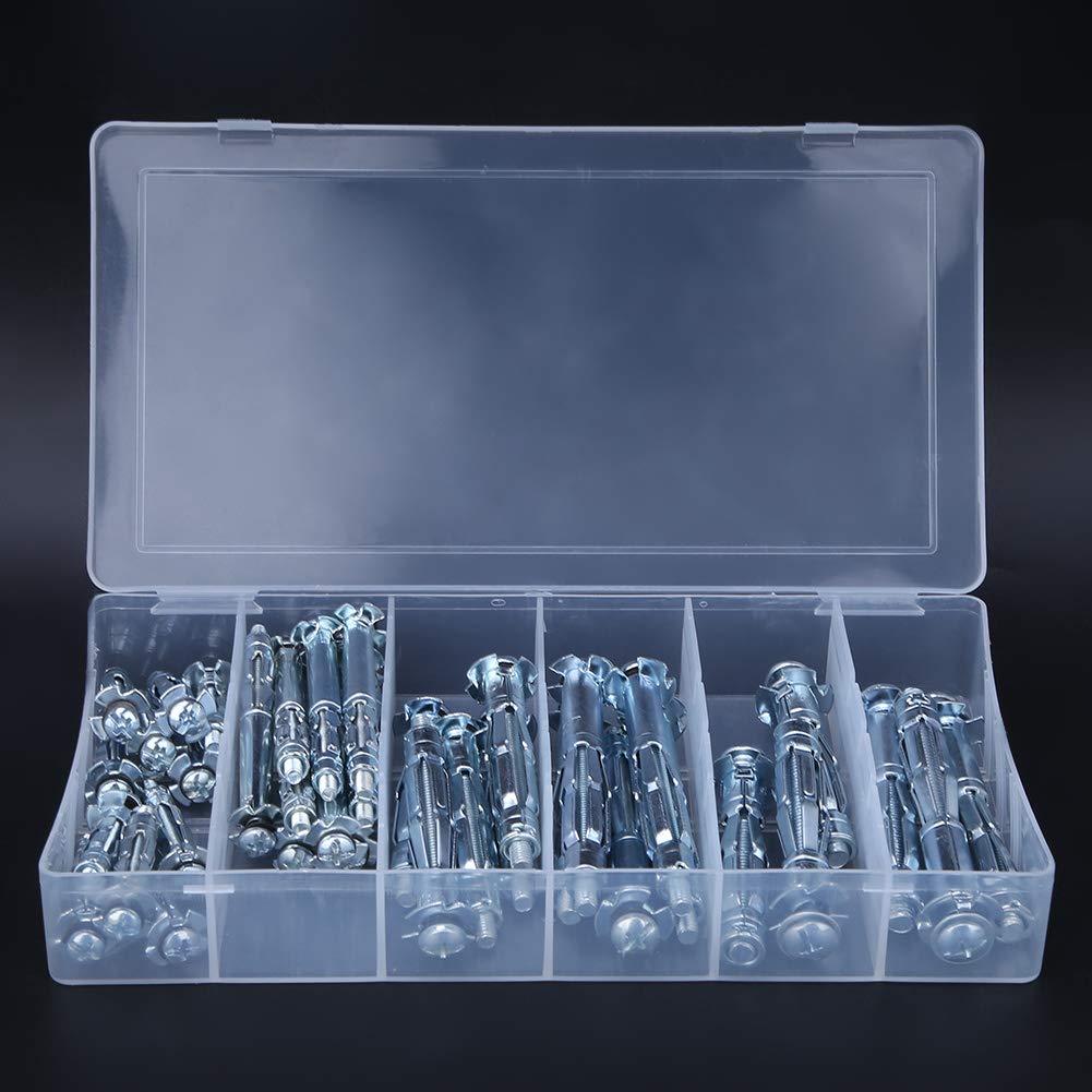 42Pcs Iron Zinc Heavy Duty Expansion Screw Bolts Metal Wall Anchor Setting Tool for Machinery