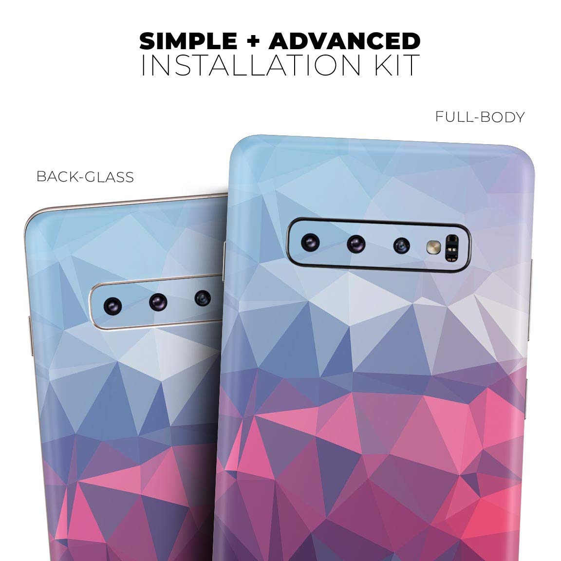 DesignSkinz Blue Red Purple Geometric Protective Vinyl Decal Wrap Skin Cover Compatible with The Samsung Galaxy S20 (Screen Trim & Back Glass Skin)