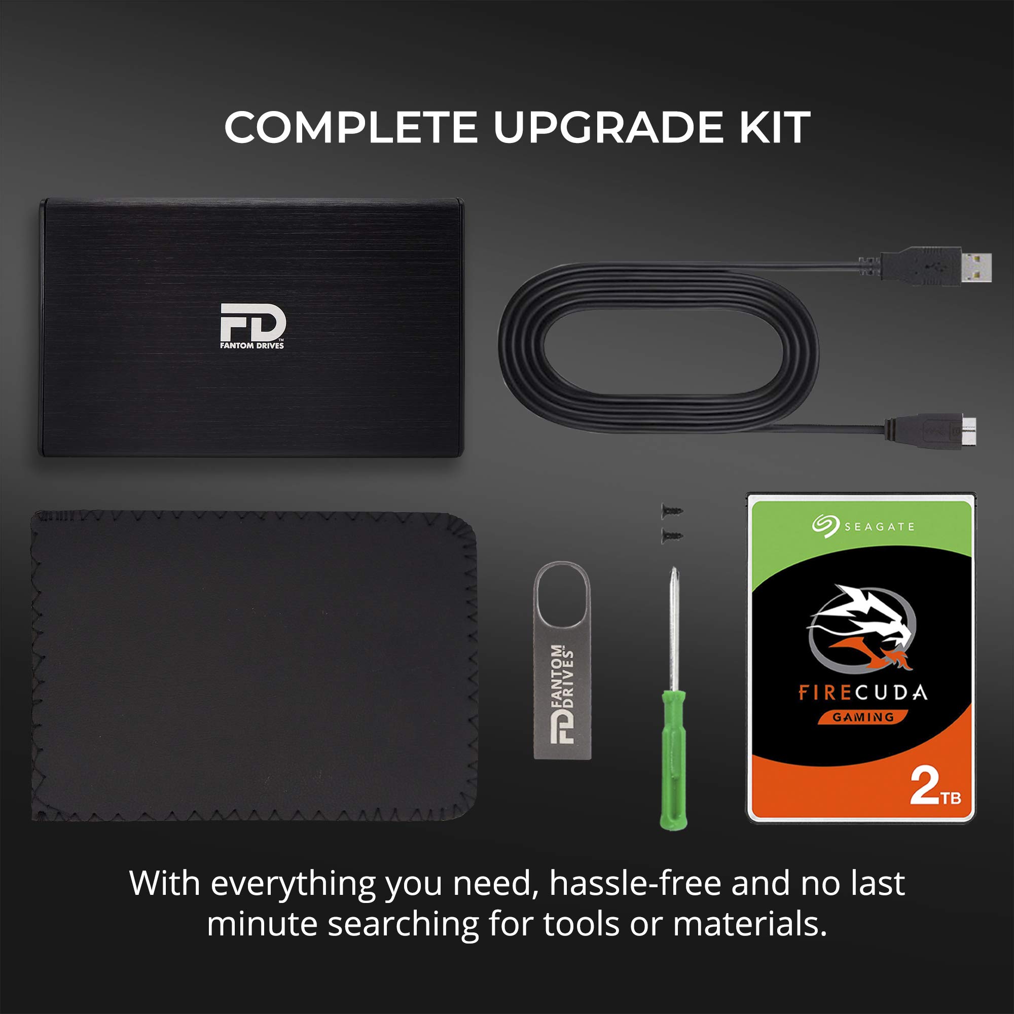 Fantom Drives (Solid State Drive Upgrade Kit - Compatible with PlayStation 4, PS4 Slim, and PS4 Pro, 2TB SSD + 16GB