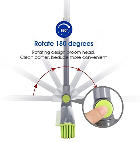 Adjustable Rubber Push Broom and Dustpan Set,Self Cleaning Indoor Outdoor Angle Brooms with Dust pan for Home,Long Handle Brooms for Floor Sweeping, Kids,Carpet Dog Cat Pets Household Brooms