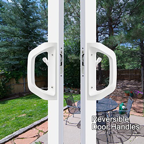 EASILOK Sliding Door Lock Patio Door Handle Set with Mortise Lock Sliding Glass Door Lock Replacement Convertible Fits Door Thickness from 1-1/2" to 2-4/25",3-15/16''Screw Hole Spacing