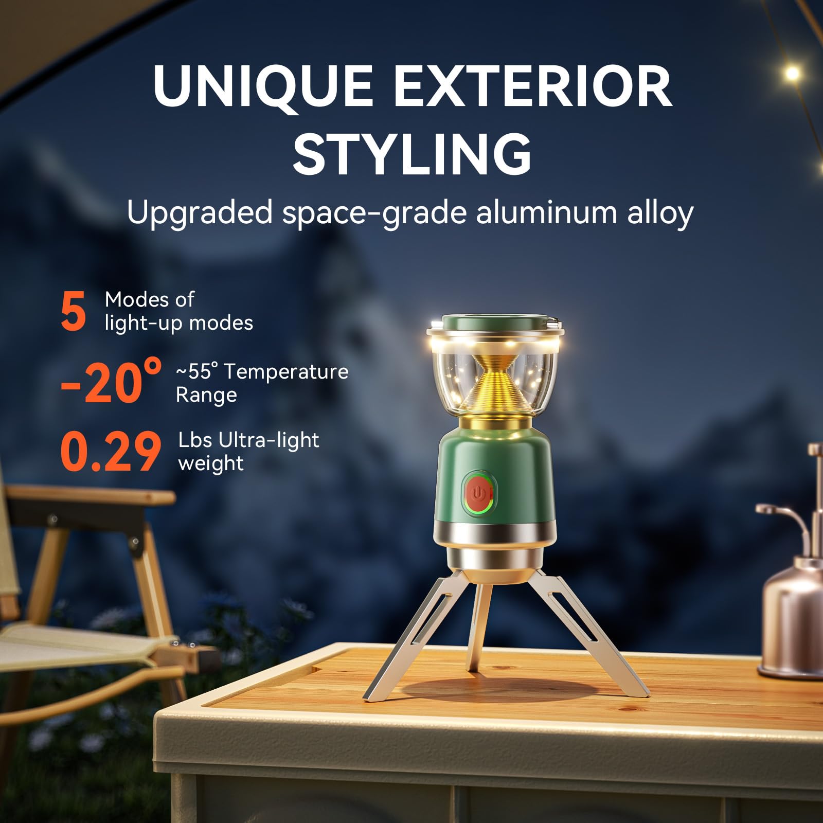 Camping Lantern, Aluminum Alloy Battery Powered Camping Lights, 5 Modes Battery Operated Lantern,Portable Flashlight for Power Outages, Emergency, Hurricane, Hiking