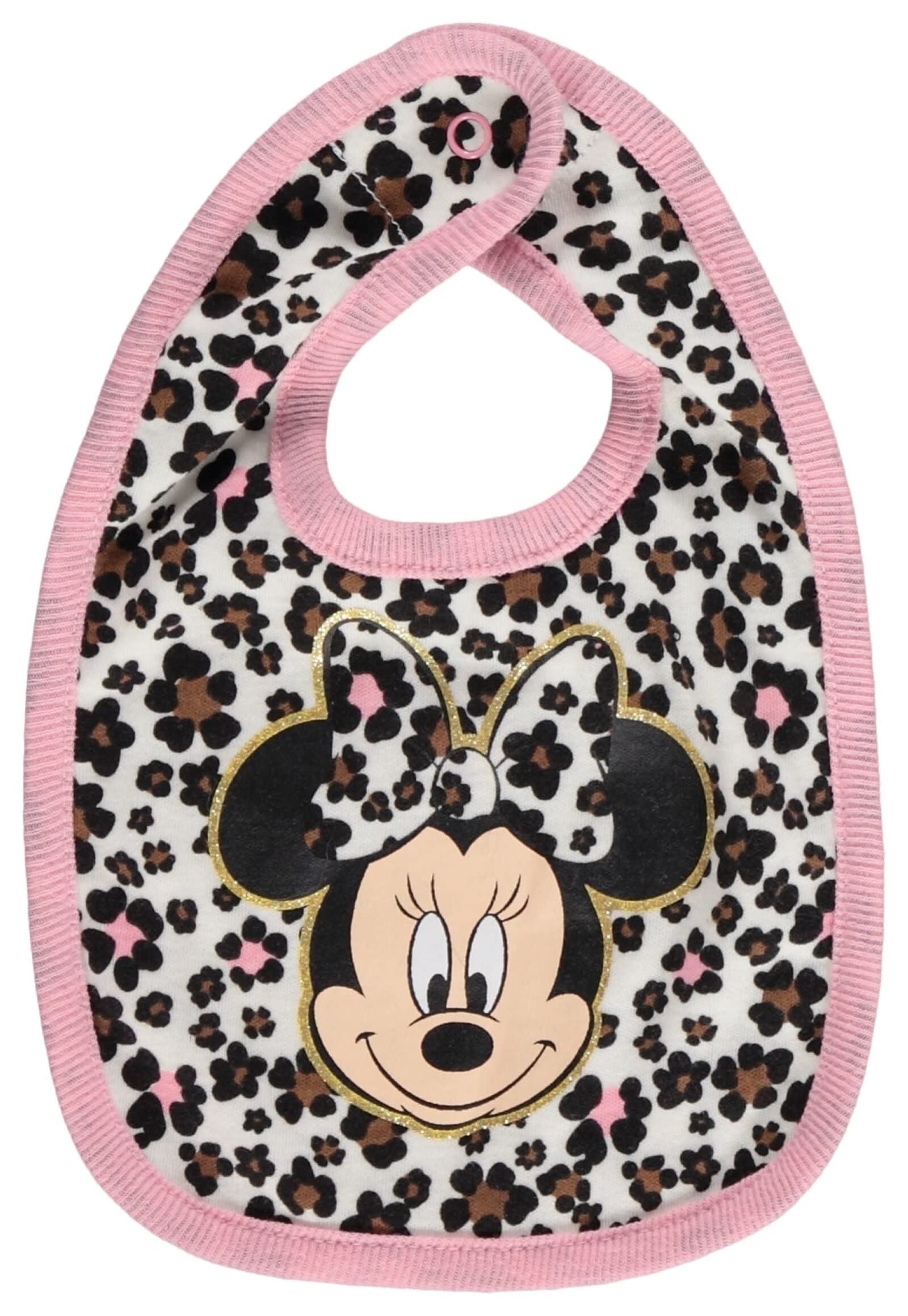 Disney Minnie Mouse Newborn Baby Girls 4 Piece Outfit Set: Bodysuit Pants Bib Hat Pink 0-3 Months