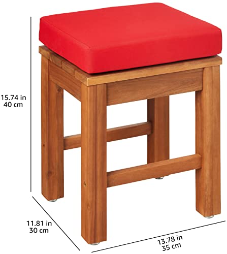Amazon Aware FSC Certified (FSC N004130) Outdoor Patio Stools with Cushions, Acacia Wood, Set of 2, Natural Finish