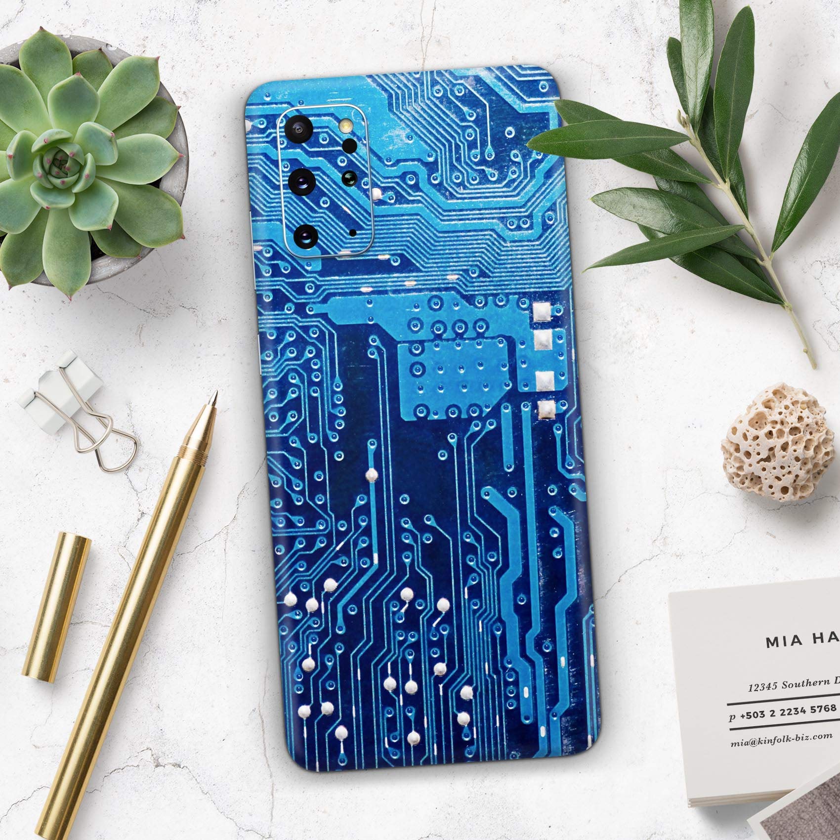 DesignSkinz Blue Circuit Board V1 Protective Vinyl Decal Wrap Skin Cover Compatible with The Samsung Galaxy S20 (Screen Trim & Back Glass Skin)