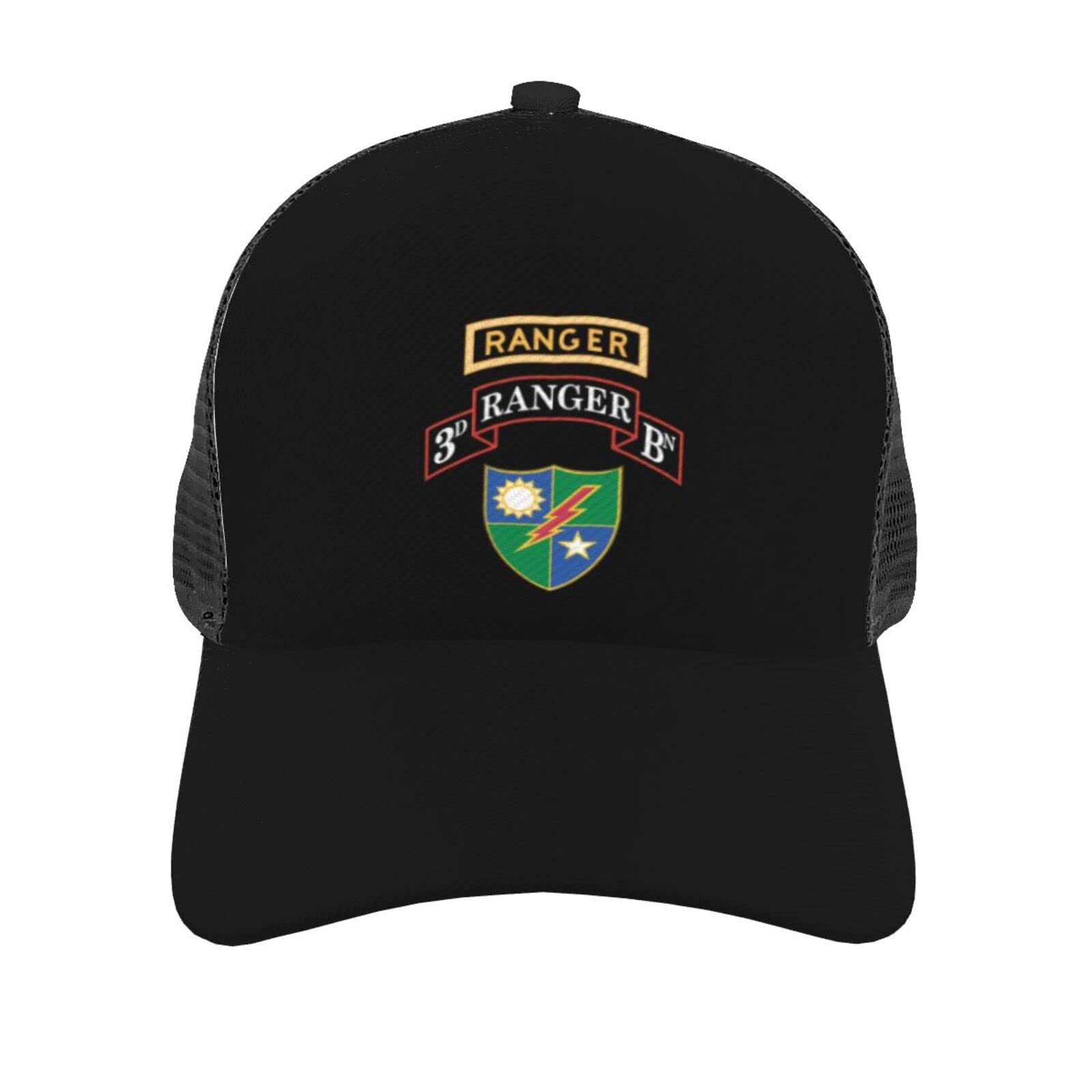 3rd Battalion 75th Ranger Regiment with Ranger Trucker Hat - Mesh Baseball Snapback Cap for Men Or Women Outdoors Black