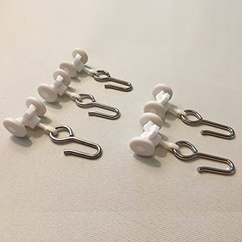 Room/Dividers/Now Curtain Track Roller Hooks - Curtain Rail Ceiling Gliders Set - Plastic Body and Wheels with Steel Hook - Glider Hooks for Curtains by Room Dividers Now (Pack of 20)