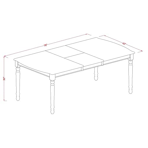 East West Furniture DOT-BCH-T Dover Kitchen Dining Table - a Rectangle Wooden Table Top with Butterfly Leaf & Stylish Legs, 42x78 Inch, Black & Cherry