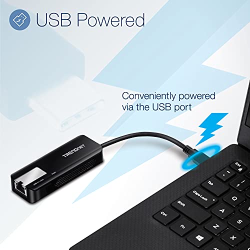 TRENDnet USB-C 3.1 to 5GBASE-T Ethernet Adapter, 2.5GBASE-T RJ-45, Integrated 12.6cm (4.9 in) USB Type C Cable, Compatible with Cat5e Or Better Cabling, Windows Compatible, Black, TUC-ET5G