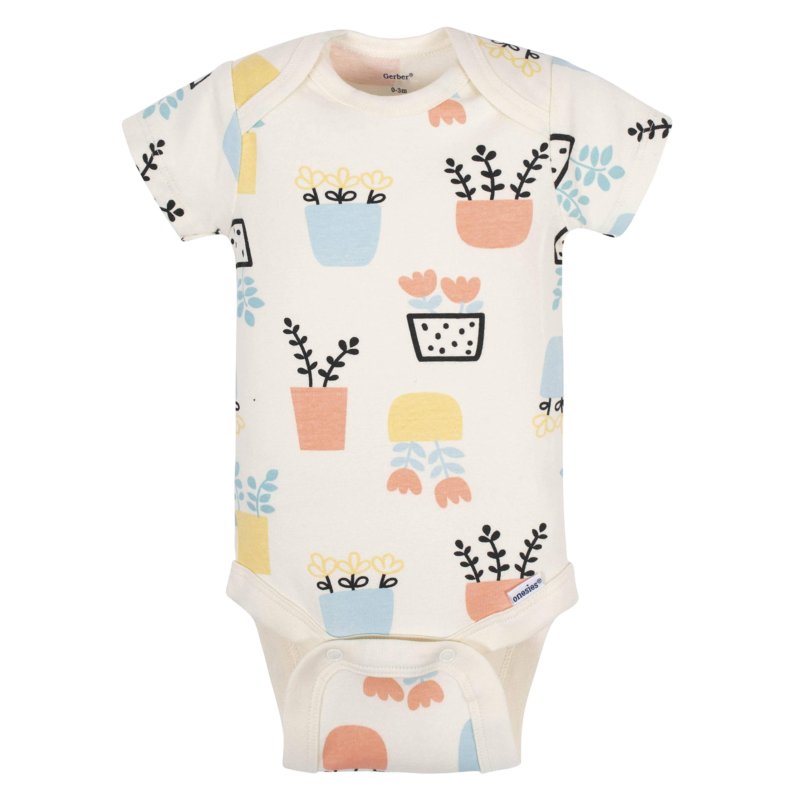 Grow by Gerber Baby Girls 5-Pack Short-Sleeve Onesies Bodysuits, Orange/Yellow/Green/Ivory, 0-3 Months
