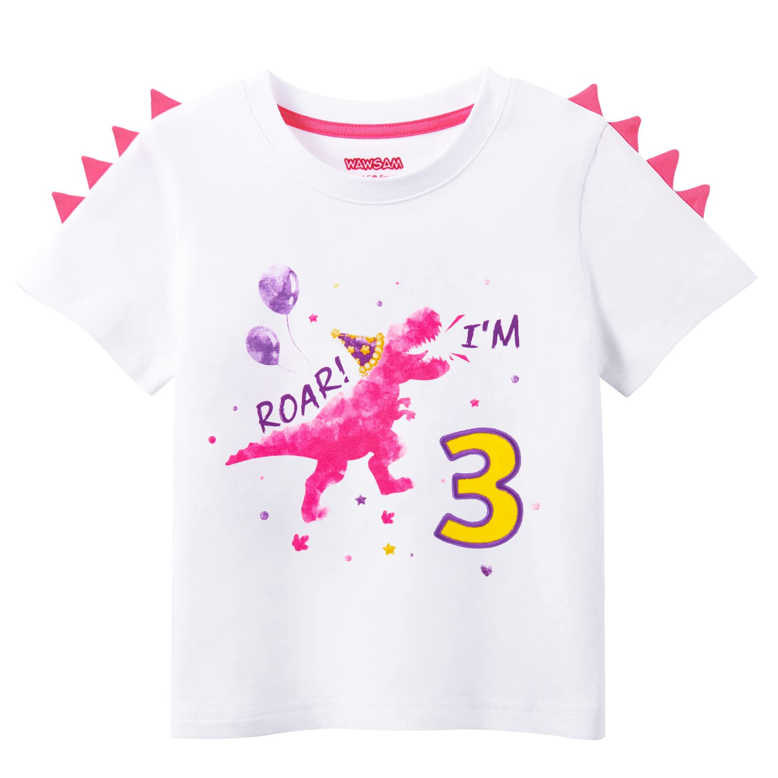 3rd Birthday Girl Dinosaur T-Shirt - 3 Years Old Dino Party Tee - White