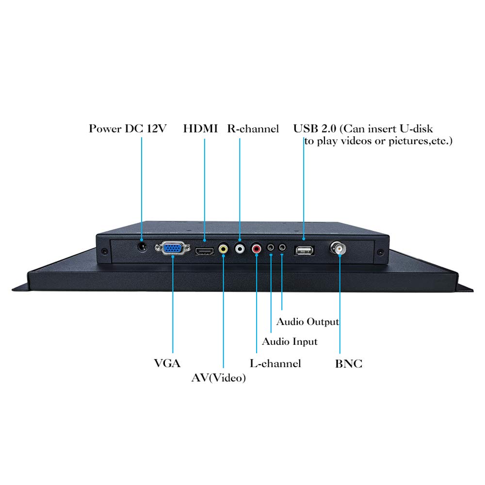 iChawk 15.6'' inch PC Monitor 1366x768 16:9 RCA HDMI-in VGA Metal Shell Embedded Open Frame Built-in Speaker Remote Control LCD Screen Display USB Port Pluggable U-Disk Small Video Player K156MN-591