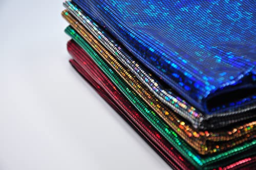 Yutone Stretch Knit Fabric 57inch Wide Decoration, Apparel, Costume Sewing Quilting Apparel Crafts Décor by Yard (Iridescent Hologram Silver 1Yard)