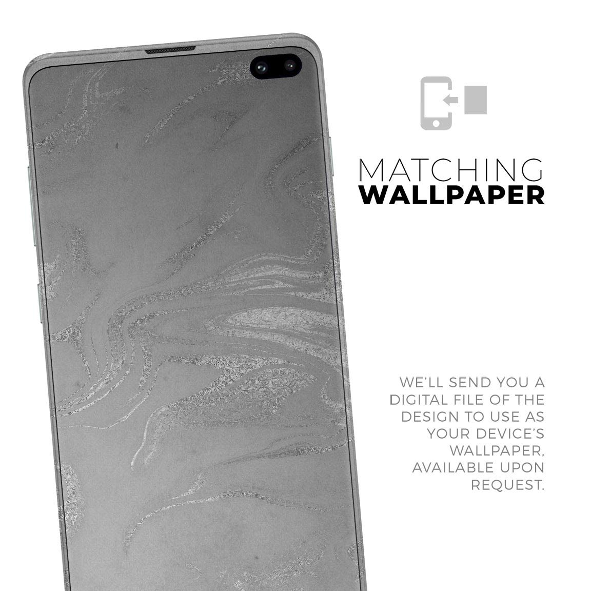 DesignSkinz Dark Silver Marble Swirl V6 Protective Vinyl Decal Wrap Skin Cover Compatible with The Samsung Galaxy S20 (Screen Trim & Back Glass Skin)
