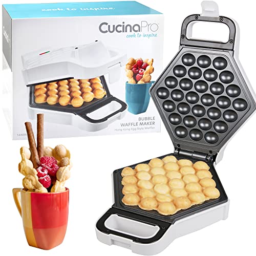 Bubble Waffle Maker- Electric Nonstick Hong Kong Egg Waffler Iron Griddle w Ready Indicator Light- Ready in under 5 Mins- Recipe Guide Included Make Homemade Ice Cream Cones Summer Pool Party Treat