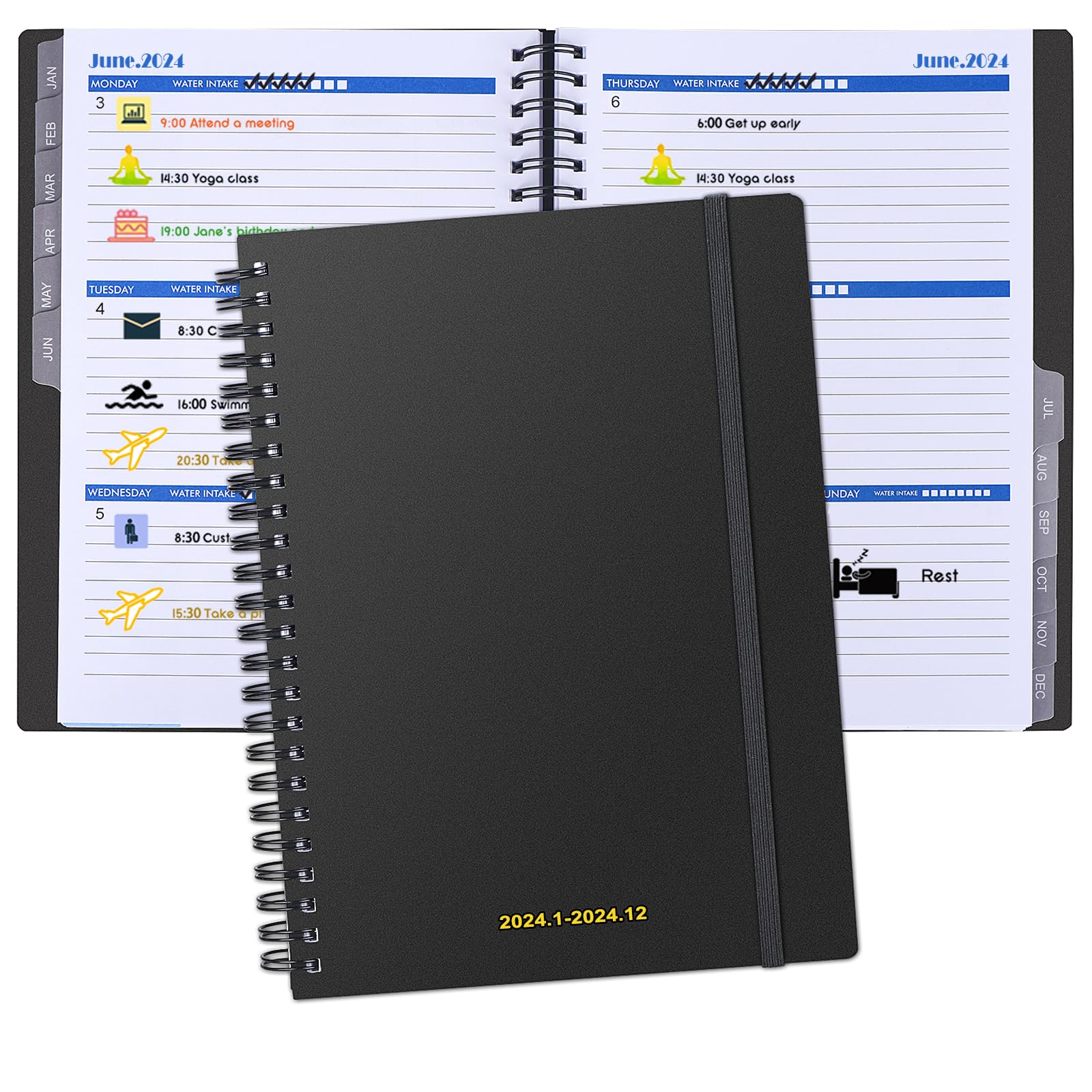 2024 Planner - Weekly and Monthly Planner 2024 from January 2024 to December 2024, 6.5" x 8.5" Planner with Year Plan, Monthly Tabs, Monthly Expense & Notes, Inner Pocket, 100GSM Paper