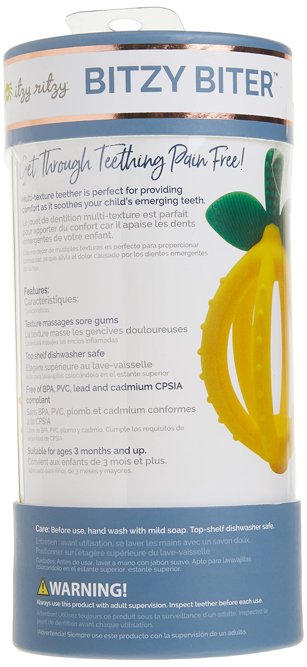 Itzy Ritzy Teething Ball & Training Toothbrush - Silicone, BPA-Free Bitzy Biter Clementine-Shaped Teething Toy Features Multiple Textures to Soothe Gums & an Easy-to-Hold Design (Clementine)
