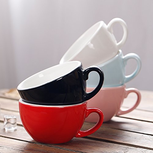 Coffeezone Latte Art Cup and Saucer for Latte & Cappuccino, Great Cup Shape for Coffee Shop and Barista (Glossy Light Blue, 10.5 oz)