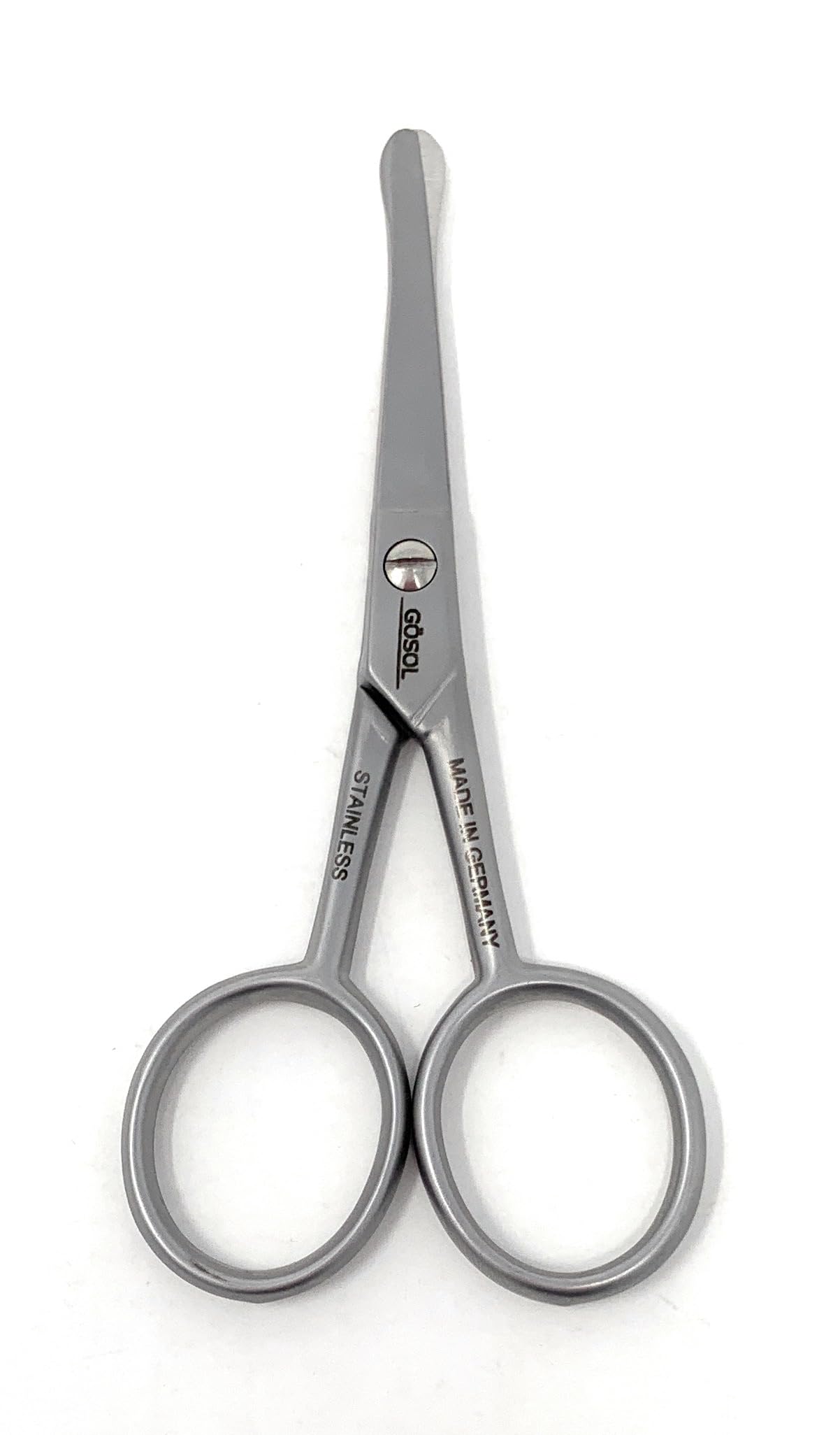 Solingen Nose & Ear Scissors - Stainless Steel Rounded Tip Scissors for Eyebrow, Nose Hair, Mustache and Beard - Made in Solingen & Germany by GÖSOL | Packed with Full Grain Leather Case