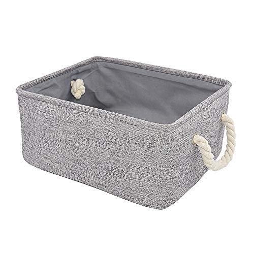 Decorative Storage Basket Bin with Lip, Collapsible Storage Box for House Organizer. (12.2 x 8.3 x 5.1inch, Grey)