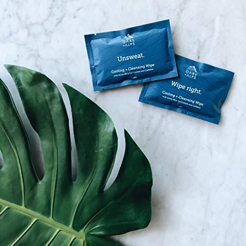 Oars + Alps Face and Body Wipes, Dermatologist Tested Skin Care Infused with Caffeine and Menthol, TSA Approved, 14 Wipes Total