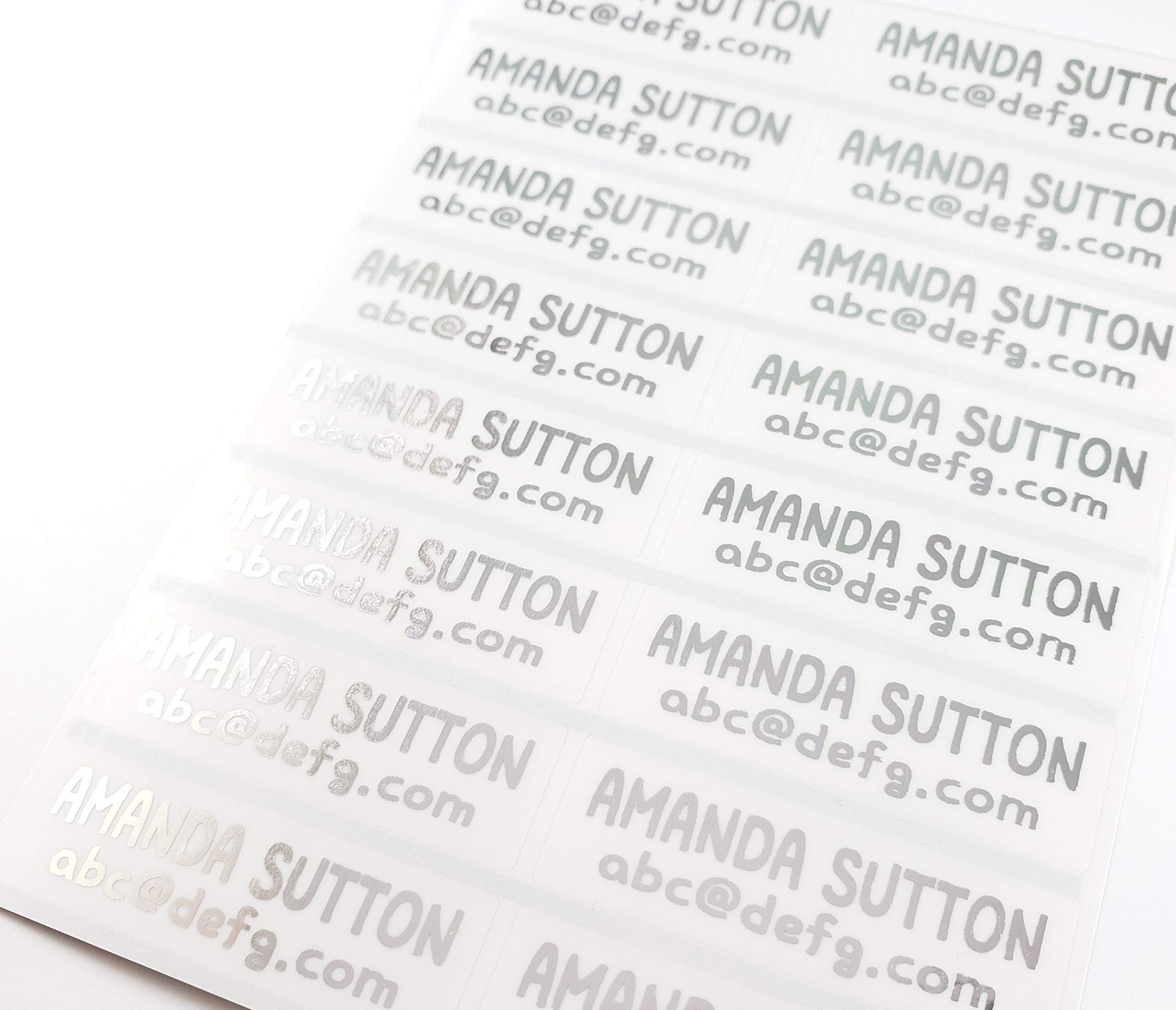 48 Long SILVER INK on Clear Transparent Waterproof Name Stickers- Daycare Labels- School Labels- Long Rectangle Labels Hanprinting