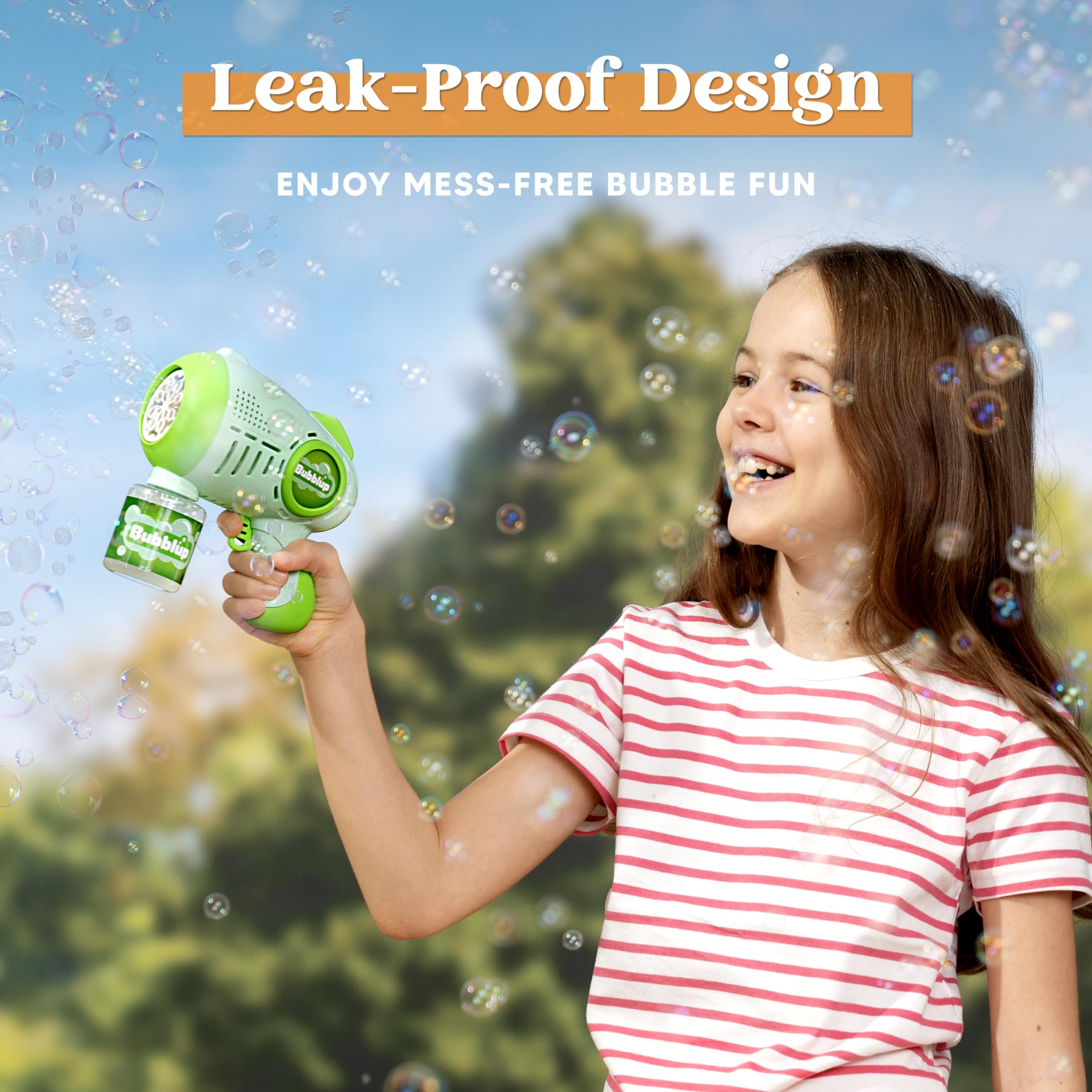 JOYIN 2 Packs Bubble Guns with 4 Bottles Bubble Solution, 10 Holes Light Up Automatic Bubble Machine Gun for Kids, Adults, Summer Toys, Easter Basket Stuffers, Birthday Gift, Bubbles Party Favors
