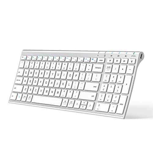 iClever BK10 Bluetooth Keyboard, Wireless Bluetooth Keyboard, Rechargeable Bluetooth 5.1 Multi Device Keyboard with Number Pad Full Size Stable Connection for Mac, Windows, iOS, Android, Laptop
