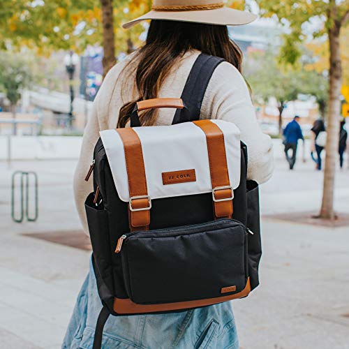 JJ Cole Bloomfield Modular Knapsack Diaper Bag, Ivory and Onyx