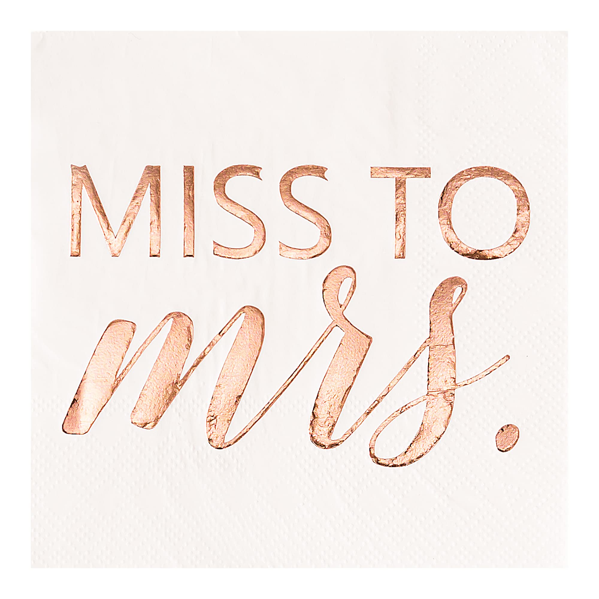 Calculs Bridal Wedding Beverage Napkins Miss to Mrs Celebrations Tableware Snack/Dessert/Beverage Disposable Napkin Rose Gold Foil 55 Pcs