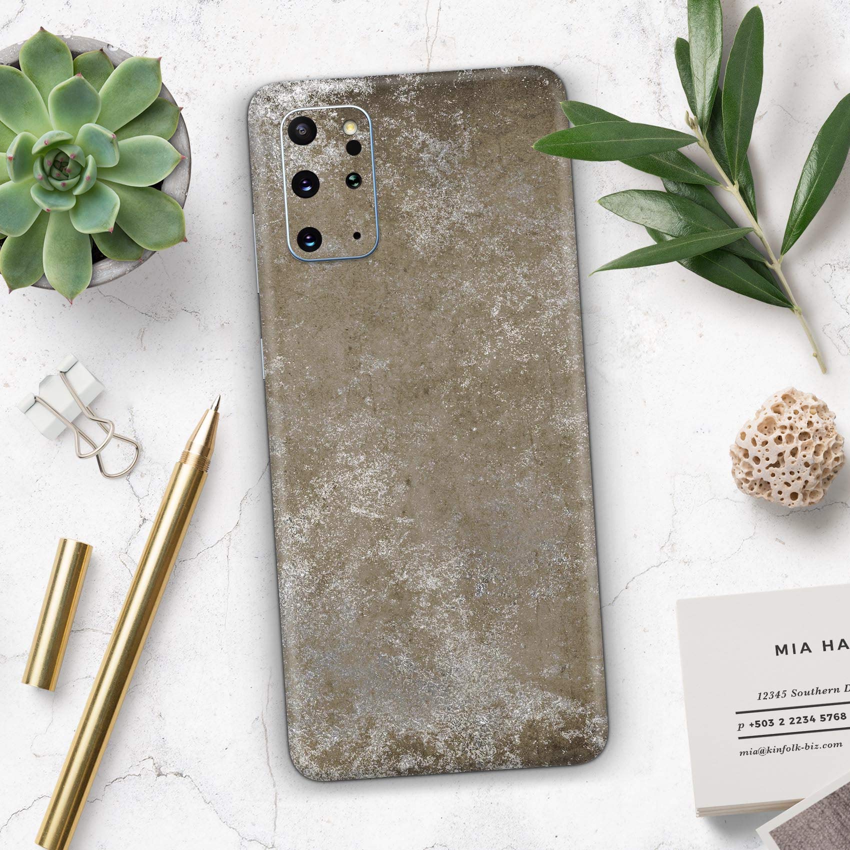 DesignSkinz Distressed Silver Texture v3 Protective Vinyl Decal Wrap Skin Cover Compatible with The Samsung Galaxy S20 (Screen Trim & Back Glass Skin)