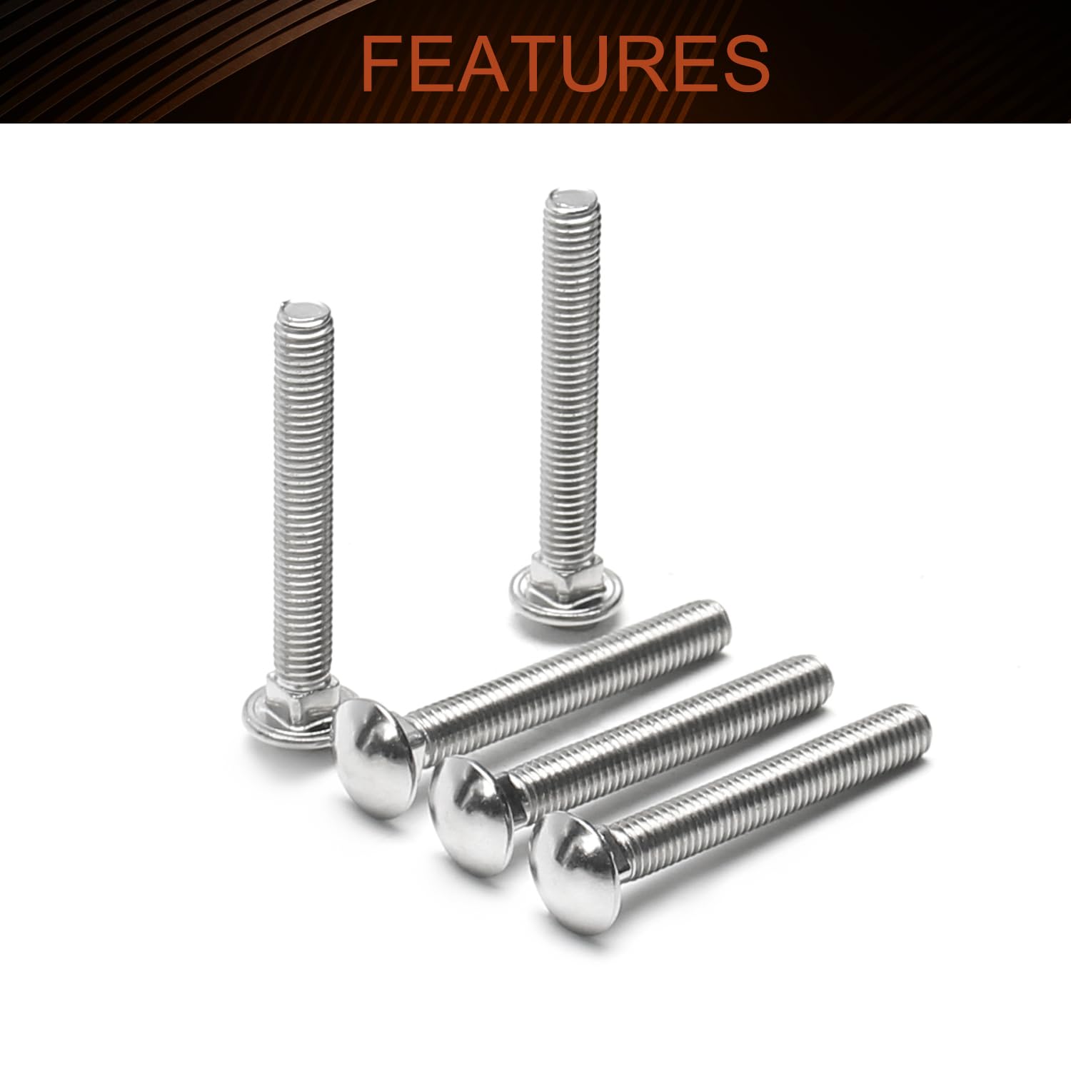 MroMax 8PCS Carriage Bolts M8x60mm Half Round Head Square Neck Bolt Fasteners 304 Stainless Steel Neck Carriage Bolt Silver Tone